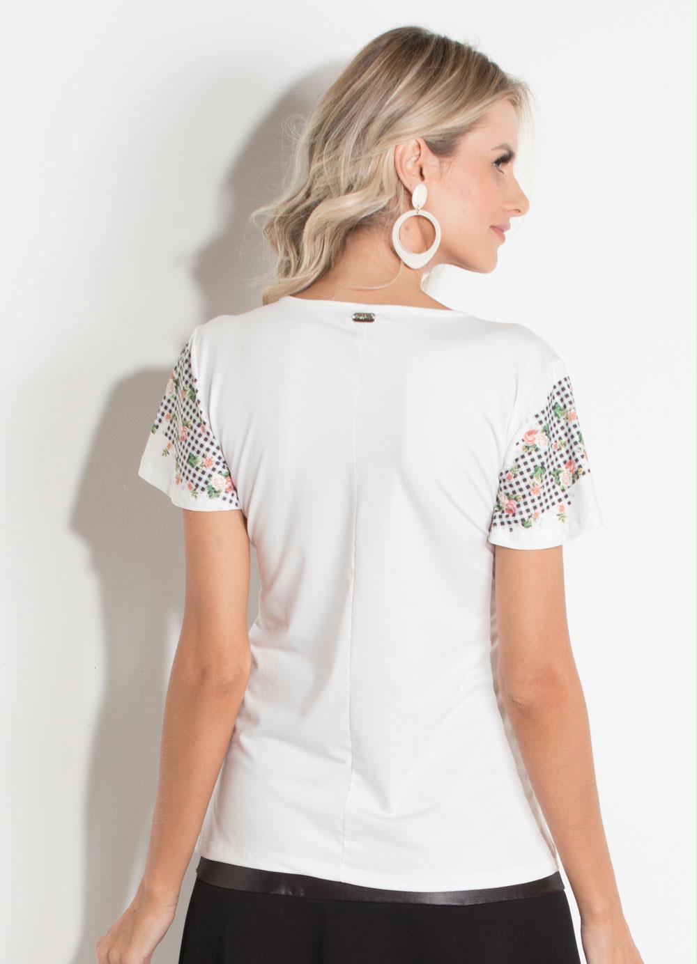 Blusa Off White Quintess com Estampa Superior - Quintess